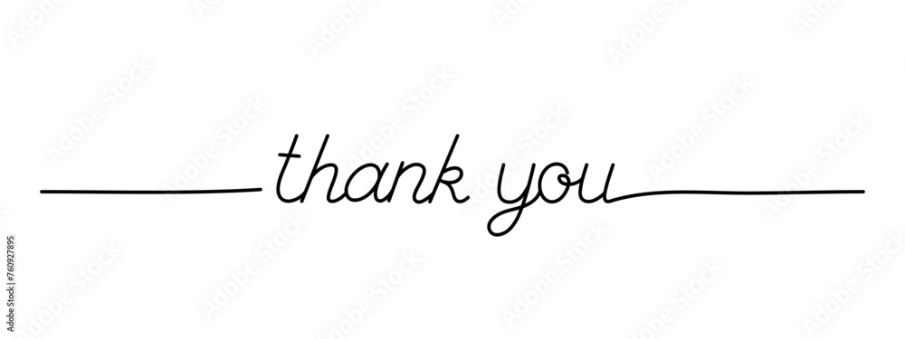 thank you phrase continuous line drawing, black line vector ...