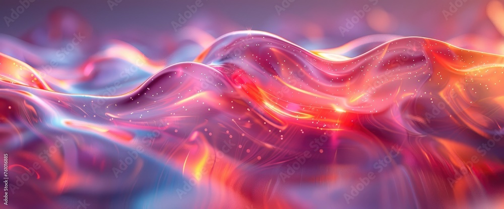 3d rendering abstract background with holographic twisted shapes in ...