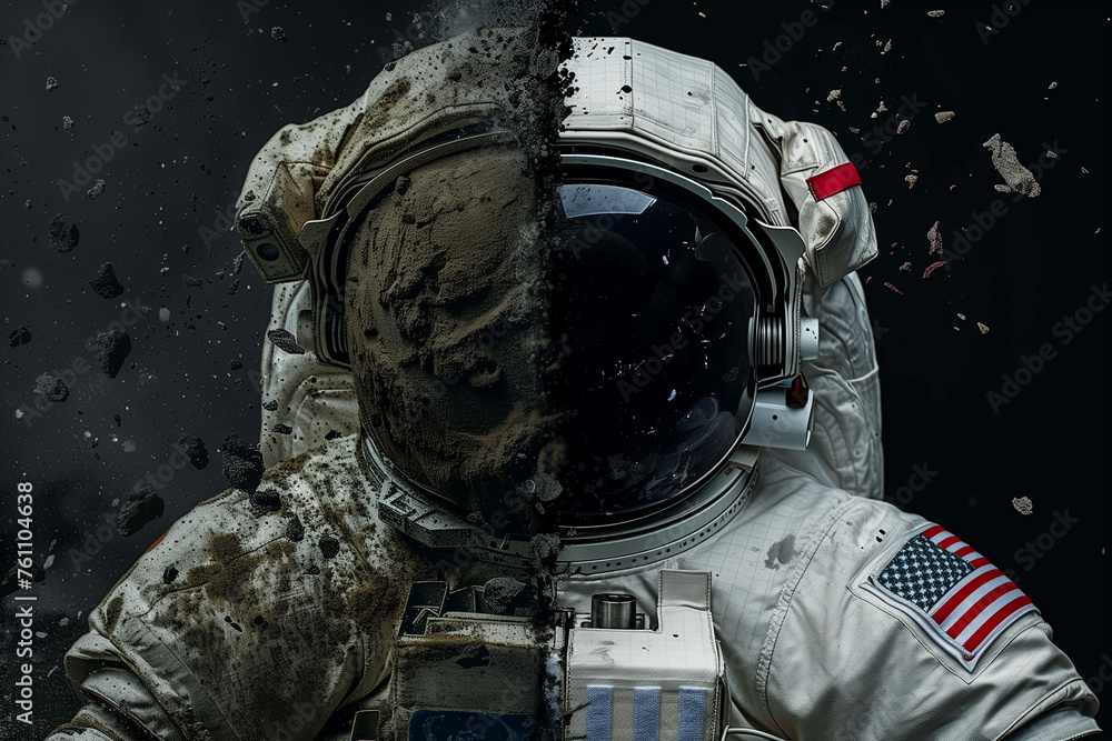 Stock-Illustration „Split of astronaut image to 2 side . Right side is ...