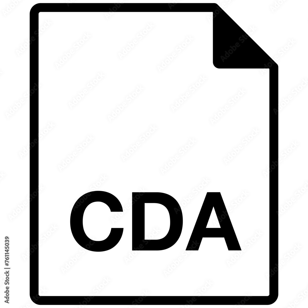 Single black CDA file line icon, simple flat design infographic ...