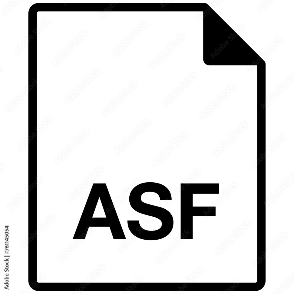 Single black ASF file line icon, simple flat design infographic ...