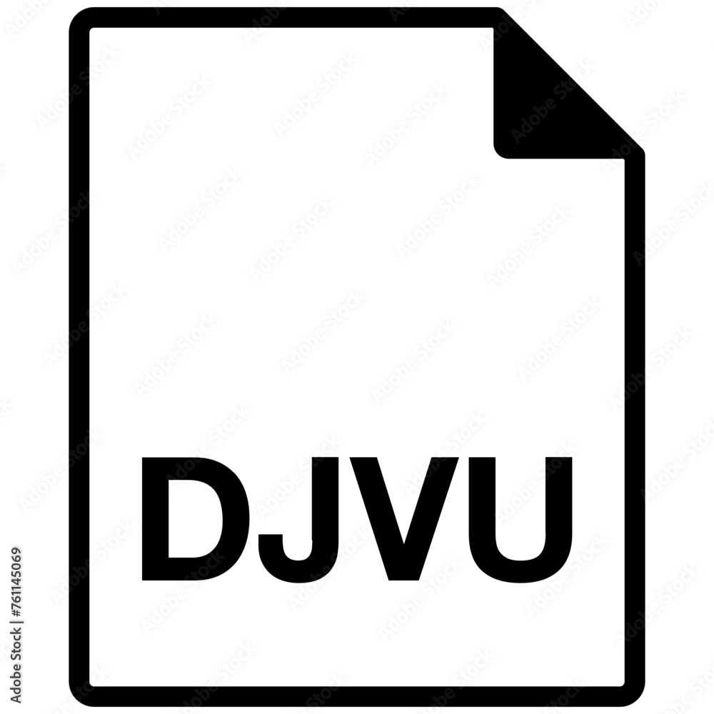 Single black DJVU file line icon, simple flat design infographic ...