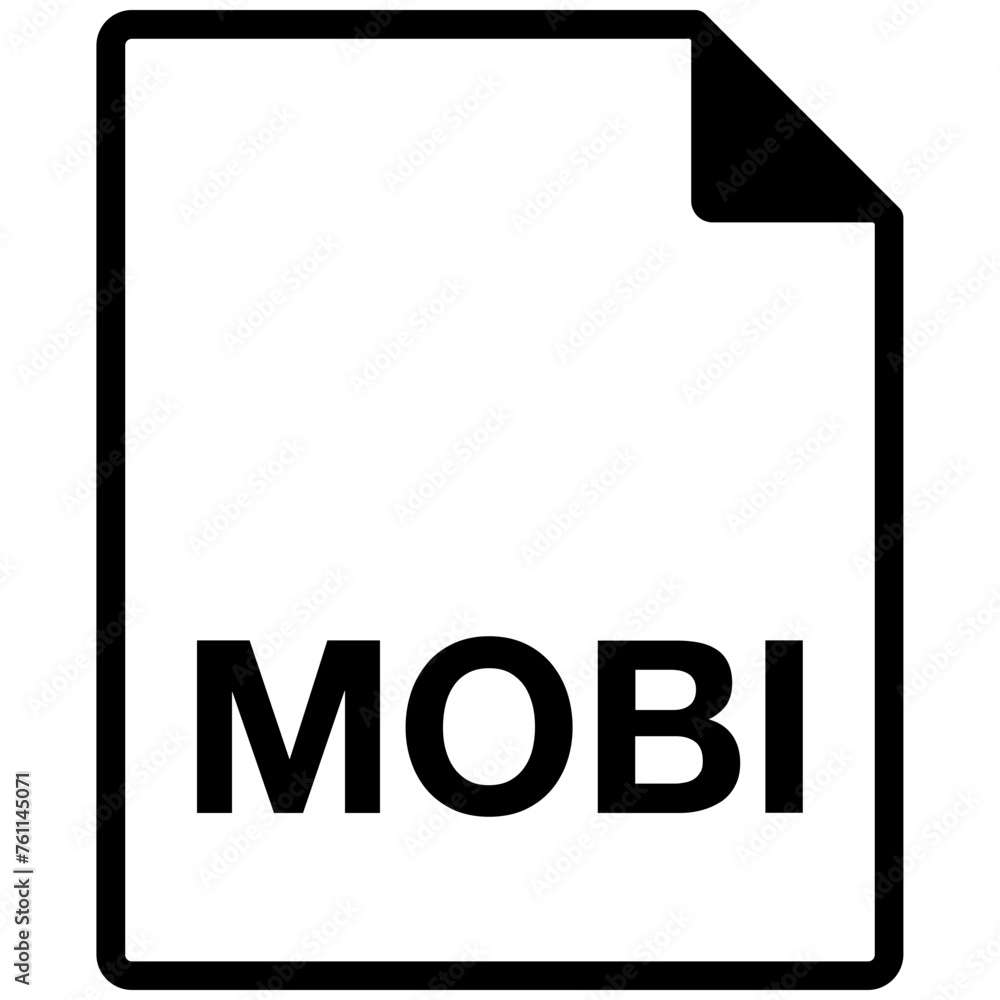 Single black MOBI file line icon, simple flat design infographic ...