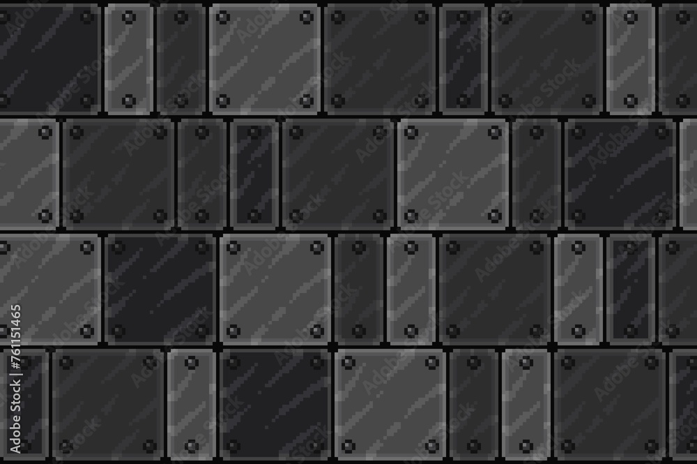Pixel art Tileset. 2D Dungeon Steel Wall Texture with shadowing ...