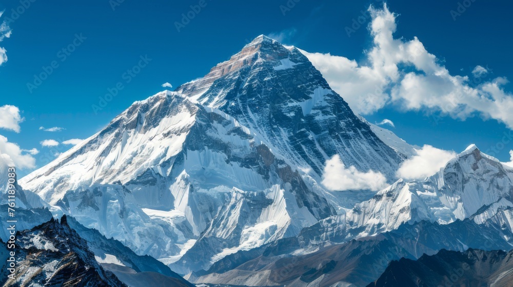 Mount Everest stands as the pinnacle amidst snow-capped peaks, reigning ...