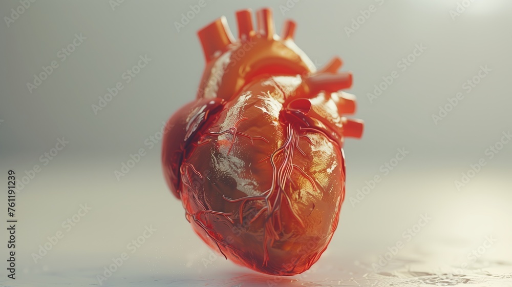 Realistic depiction of a beating heart with electrical impulses ...