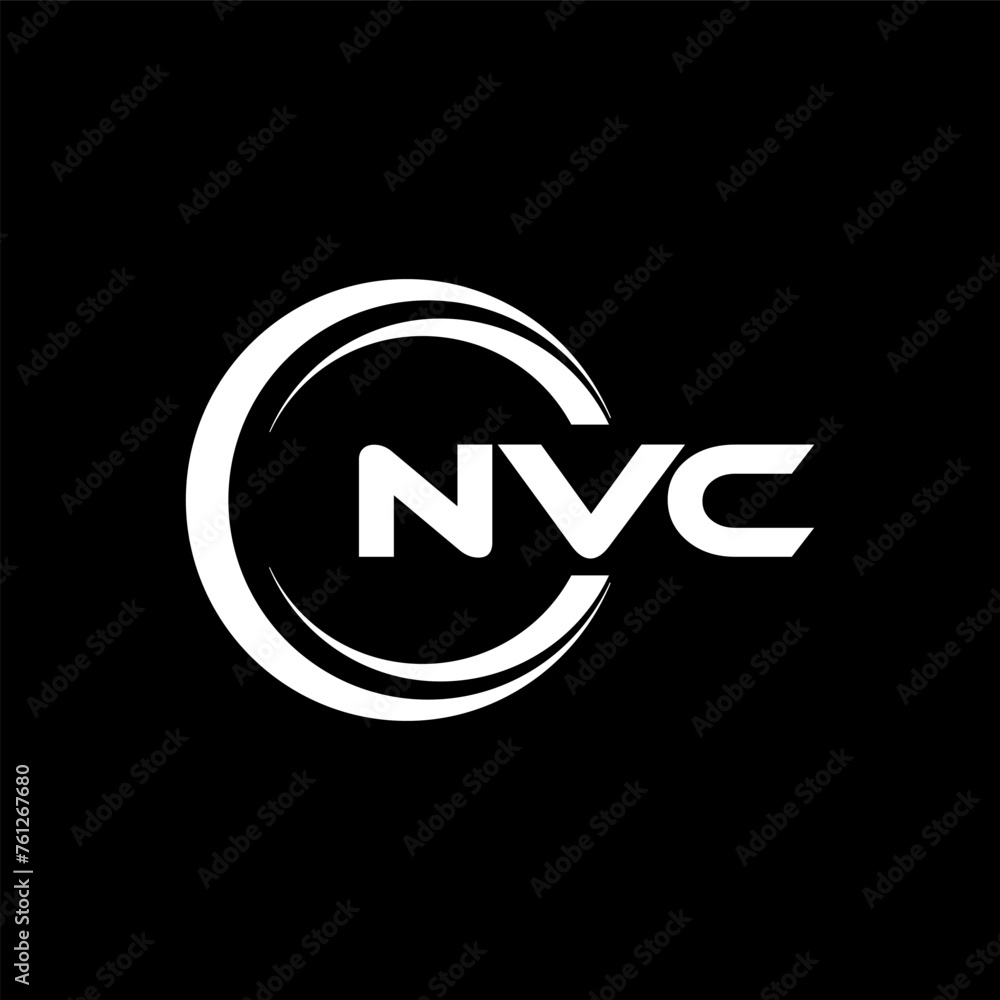 NVC letter logo design with black background in illustrator, cube logo ...