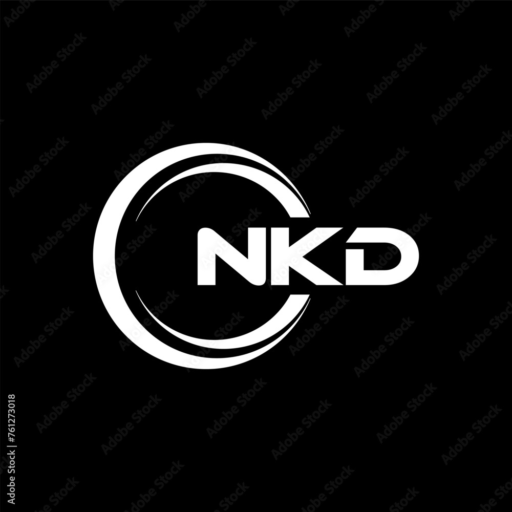NKD letter logo design with black background in illustrator, cube logo ...