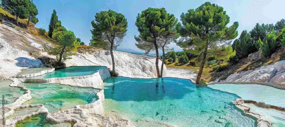 Pamukkale s hillside boasts mineral rich baby blue thermal waters on ...