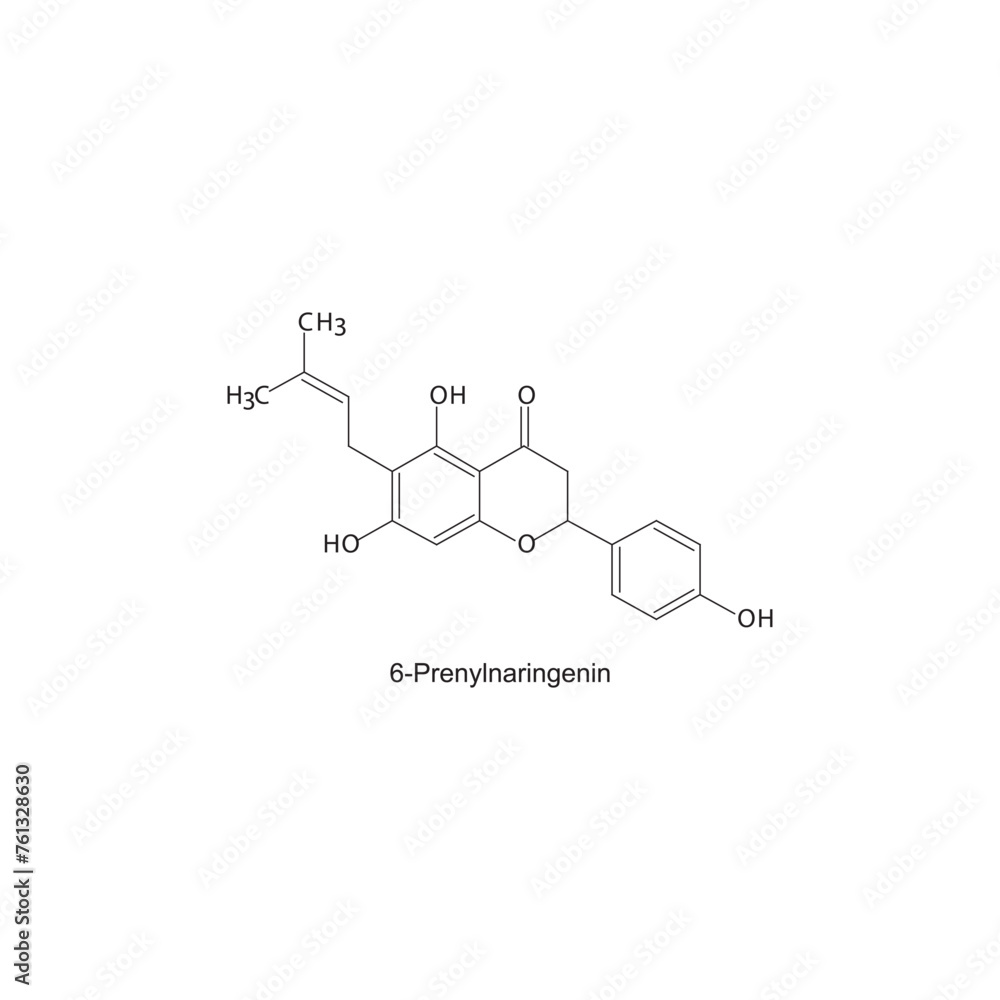 6-Prenylnaringenin skeletal structure diagram.prenylated flavonoid ...