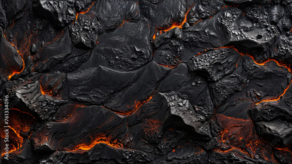 Seamless luxurious rough raw black lava rock background texture, Tile ...