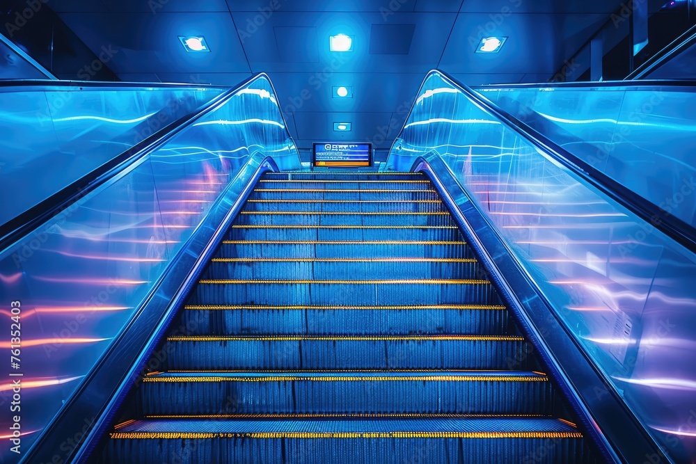 elevator escalator is moving staircase used as transportation between ...