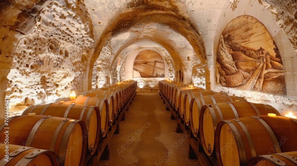 Timeless elegance heritage wine cellar in historic chateau with ...