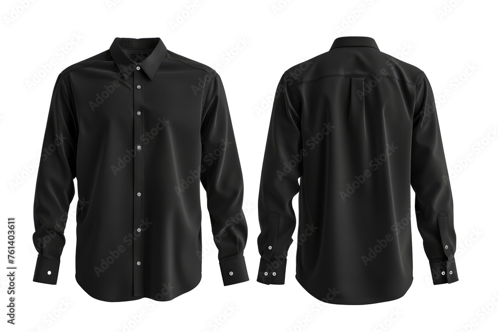 classic black button down shirt mockup with front and back views, Stock ...
