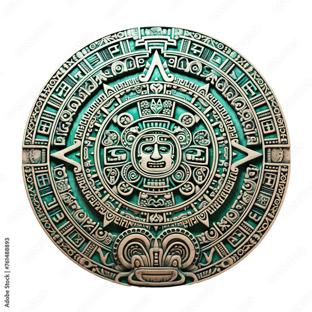 Mayan calendar showcasing intricate symbols on transparent background ...