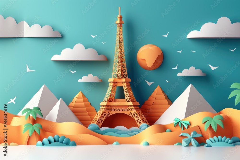 Papercraft art stock image of a paper recreation of famous landmarks ...