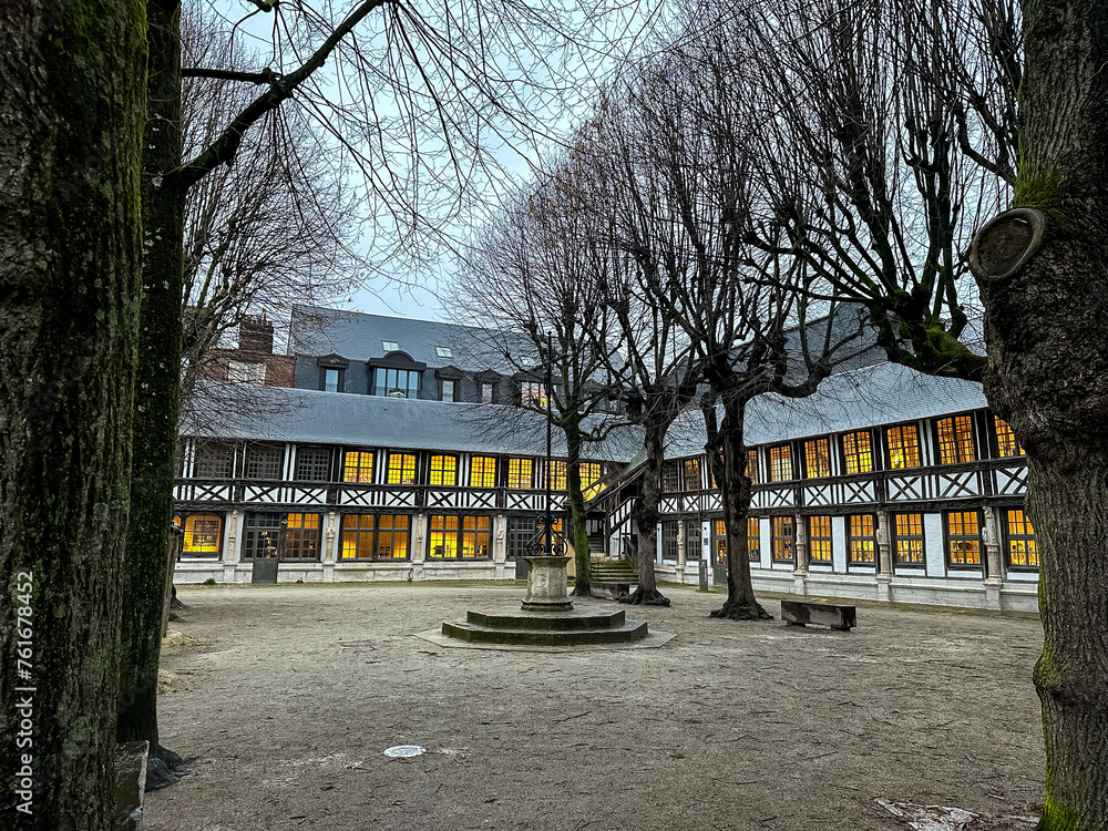 Rouen, France - 18.02.2024. The Aitre Saint Maclou. Restored 16th ...