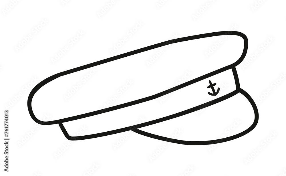 Captain hat symbol, simple style outline silhouette icon. Png clipart ...
