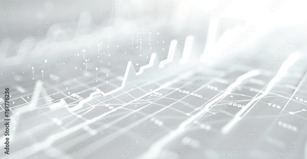 Widescreen abstract financial chart with uptrend line graph and ...
