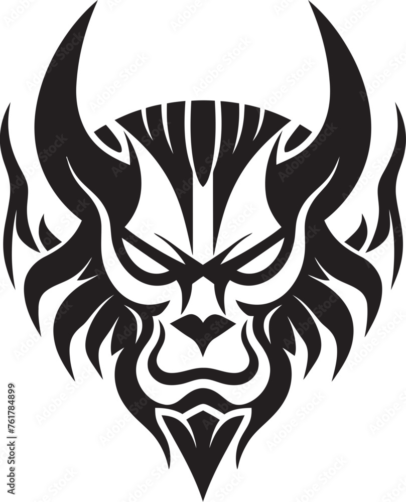 Kabuki Kaijin Iconic Emblem of Sinister Yokai Yokai Yami Hand Drawn ...