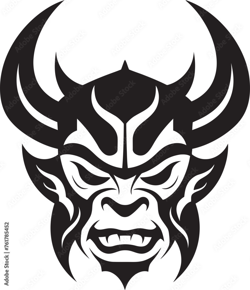 Demons Visage Iconic Emblem of Traditional Japanese Mask Yokai Yurei ...