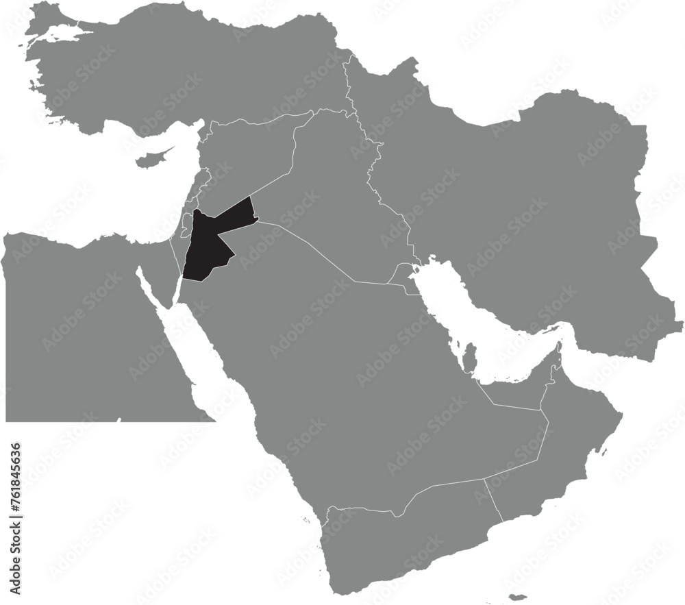 Stock-Vektorgrafik „ Black detailed CMYK blank political map of JORDAN ...