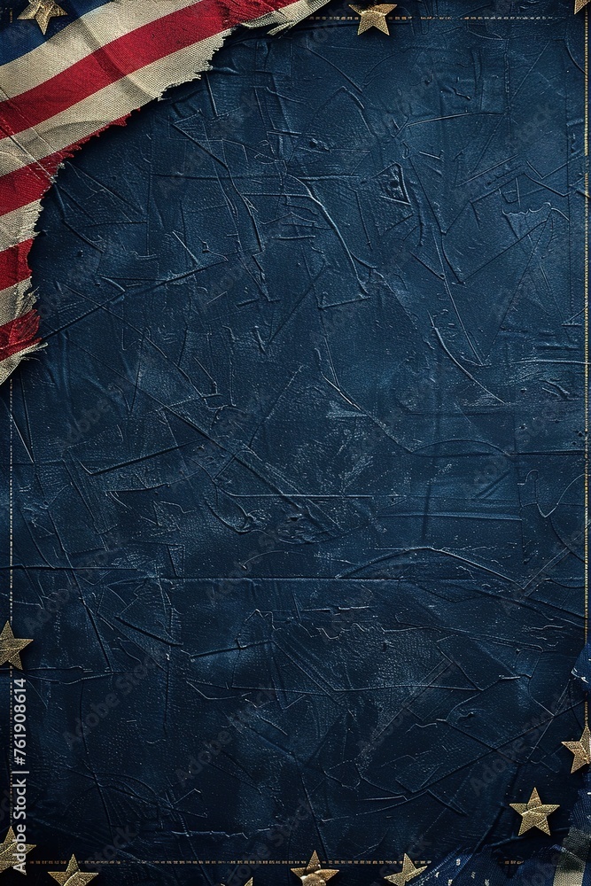 Navy blue vertical rectangular frame, American symbol, USA flag ...