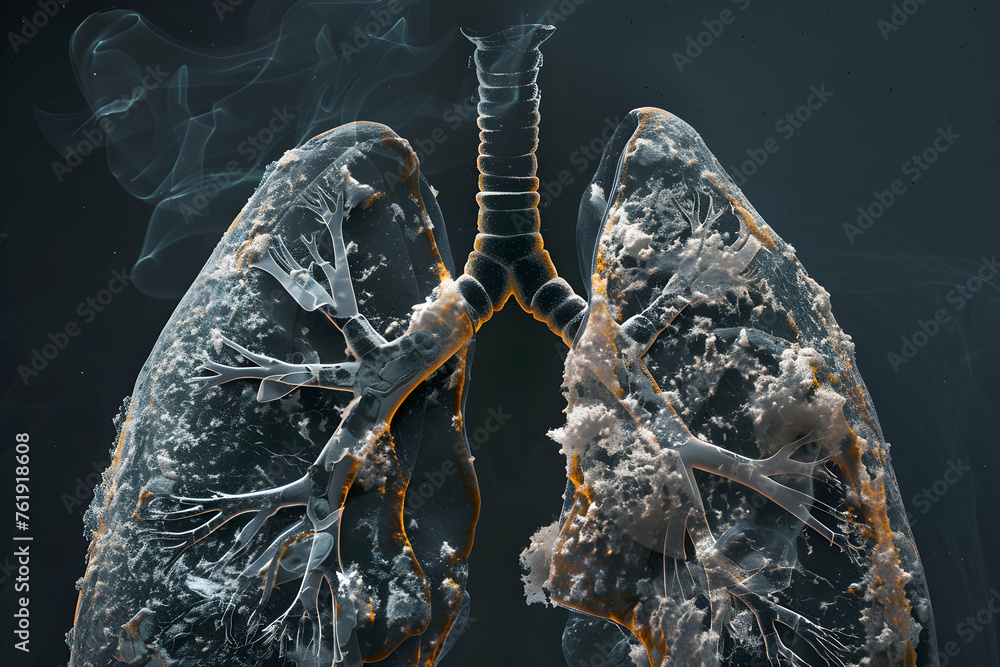 MRI scan image showing the lungs of a regular smoker, highlighting the ...
