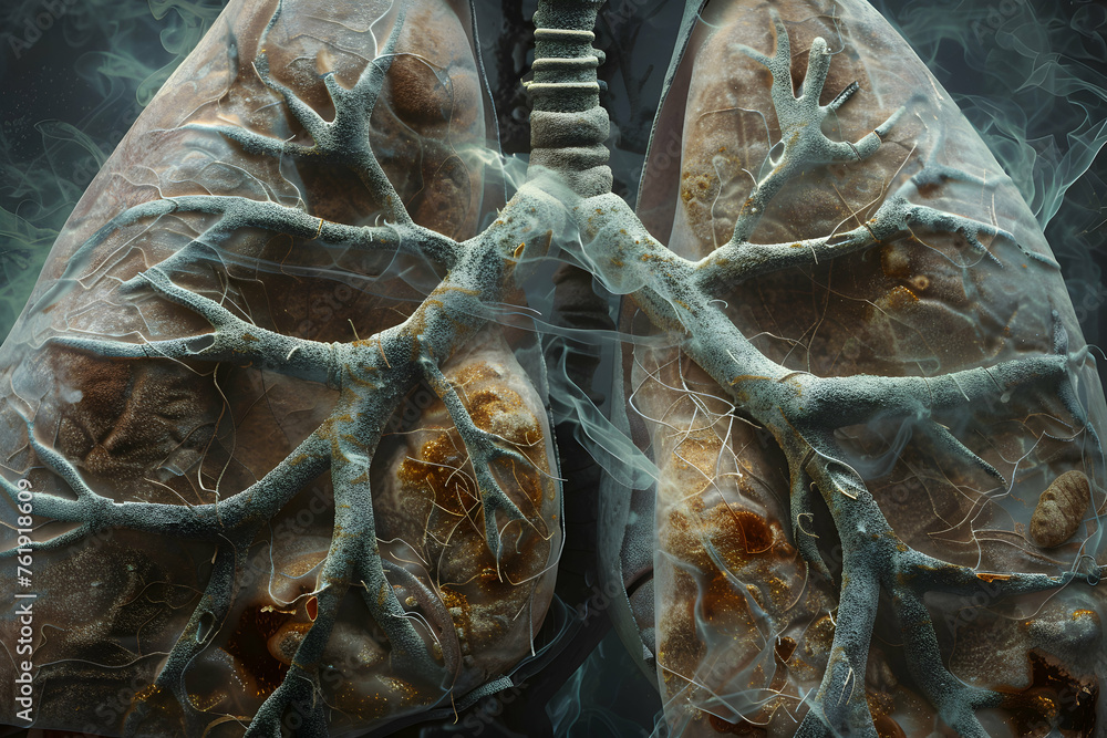 MRI scan image showing the lungs of a regular smoker, highlighting the ...