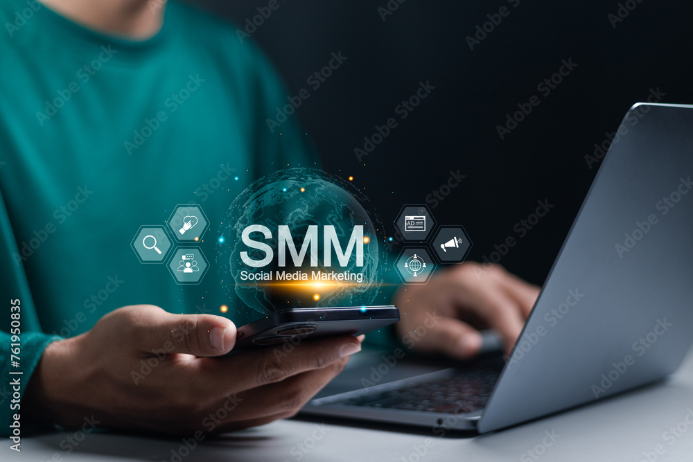 SMM, Social Media Marketing concept. Customizing profile page to give your customers the best ...