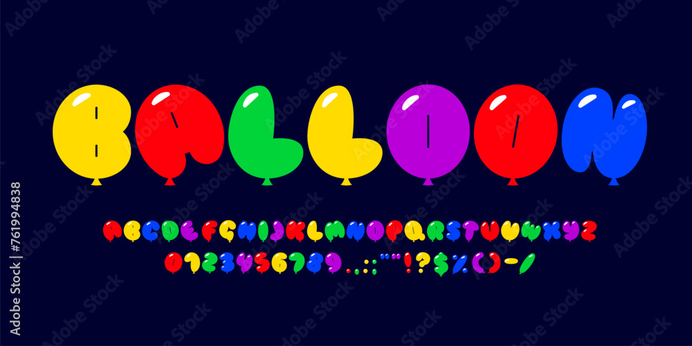 Balloon font, bubble typeface, birthday party type, festive carnival ...