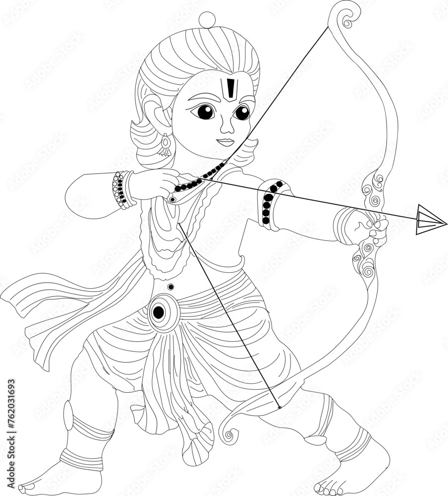 Hindu God Shree Ram Lalla Vector Image Stock Vector | Adobe Stock