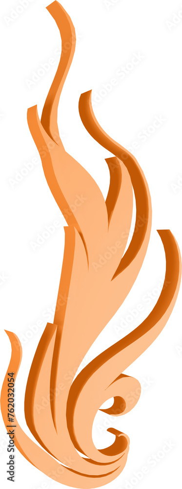 3D illustration render of abstract fire symbol of different shapes and ...