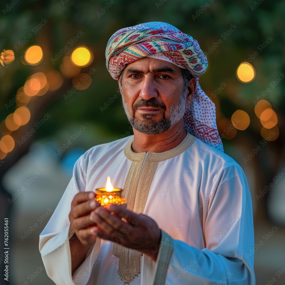 Arab Man Praying with a Lighted Candle. Fictional character created by ...