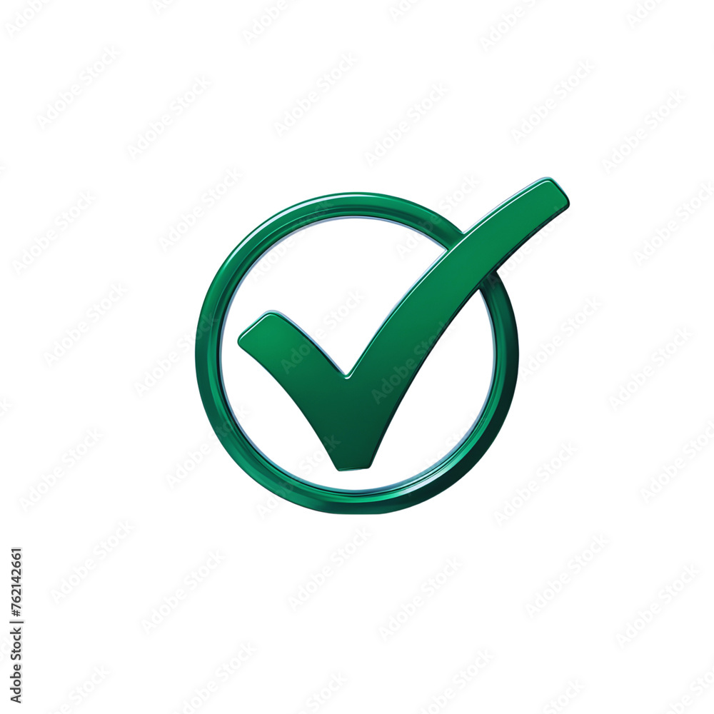 Green check mark. Isolated tick symbols, checklist signs, Flat and ...