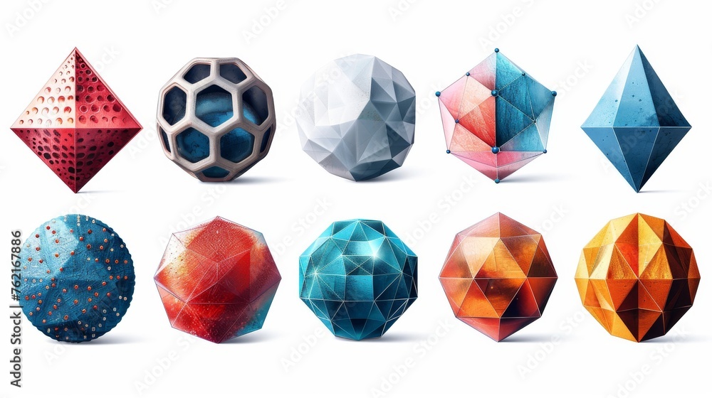 Shapes include hemispheres, octahedrons, spheres, duels, and cones ...