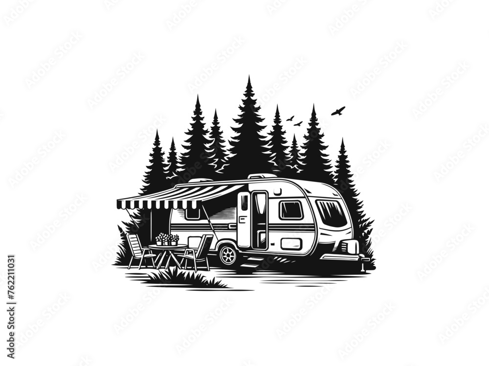 Into the Wild: Vector Graphics Featuring Camping Adventures, Nighttime ...