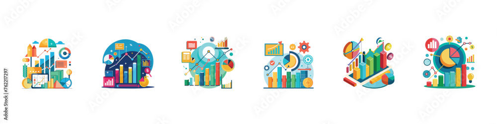 Graph Icon, set of diagram and graphs related vector icons, Growing bar ...