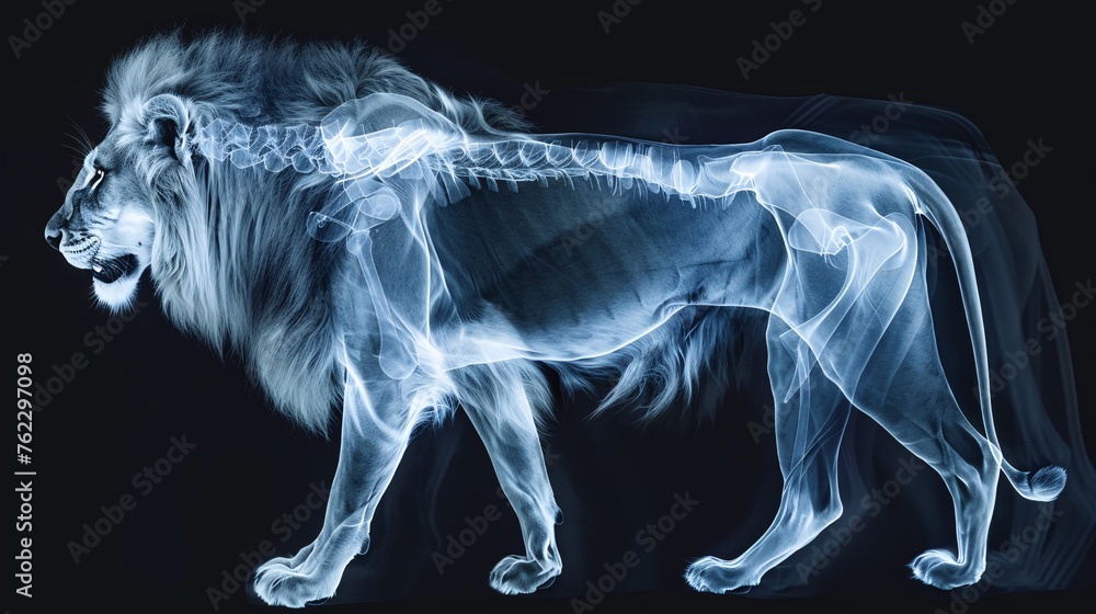 Skeletal Majesty: The Lion’s Inner Strength Revealed. Artistic X-Ray ...