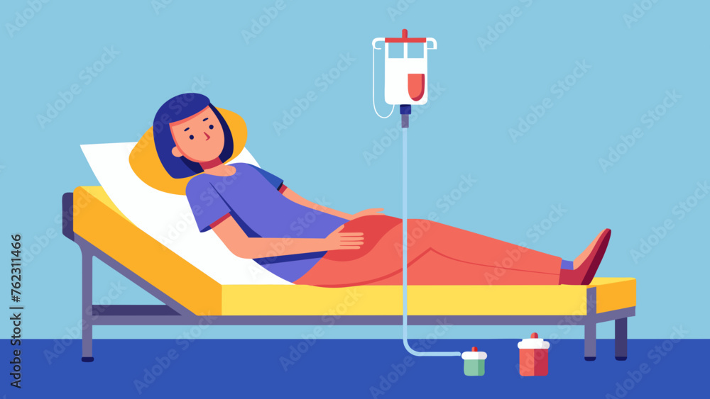 Stock-Vektorgrafik „Laying on a comfortable bed a patient receives an ...