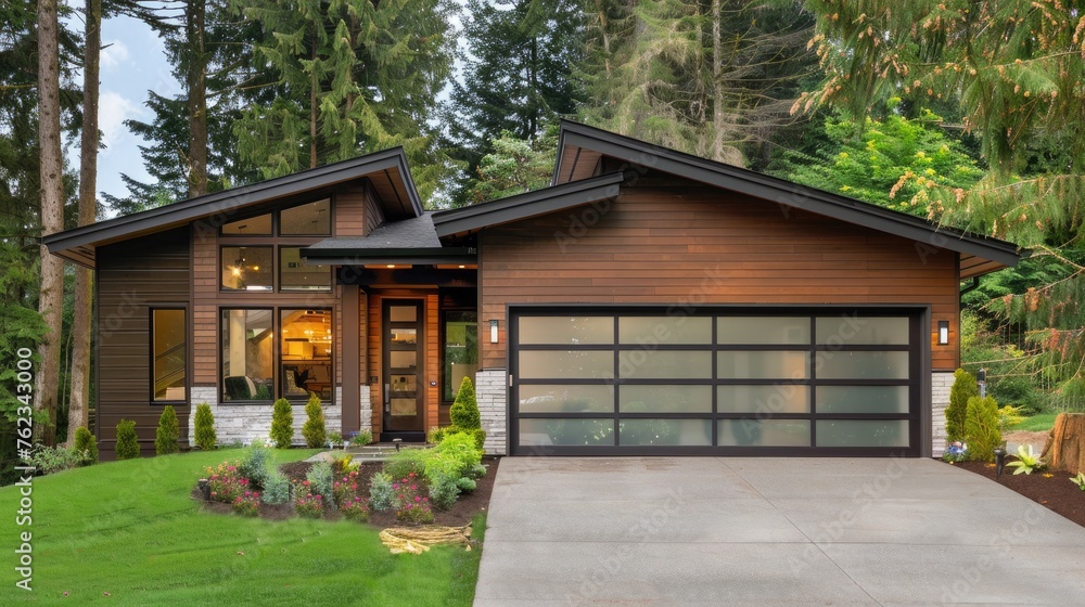 New construction home exterior with contemporary house plan features ...