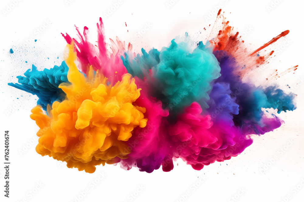 Explosion of vibrant Holi powdered colors for Indian Holi festival ...