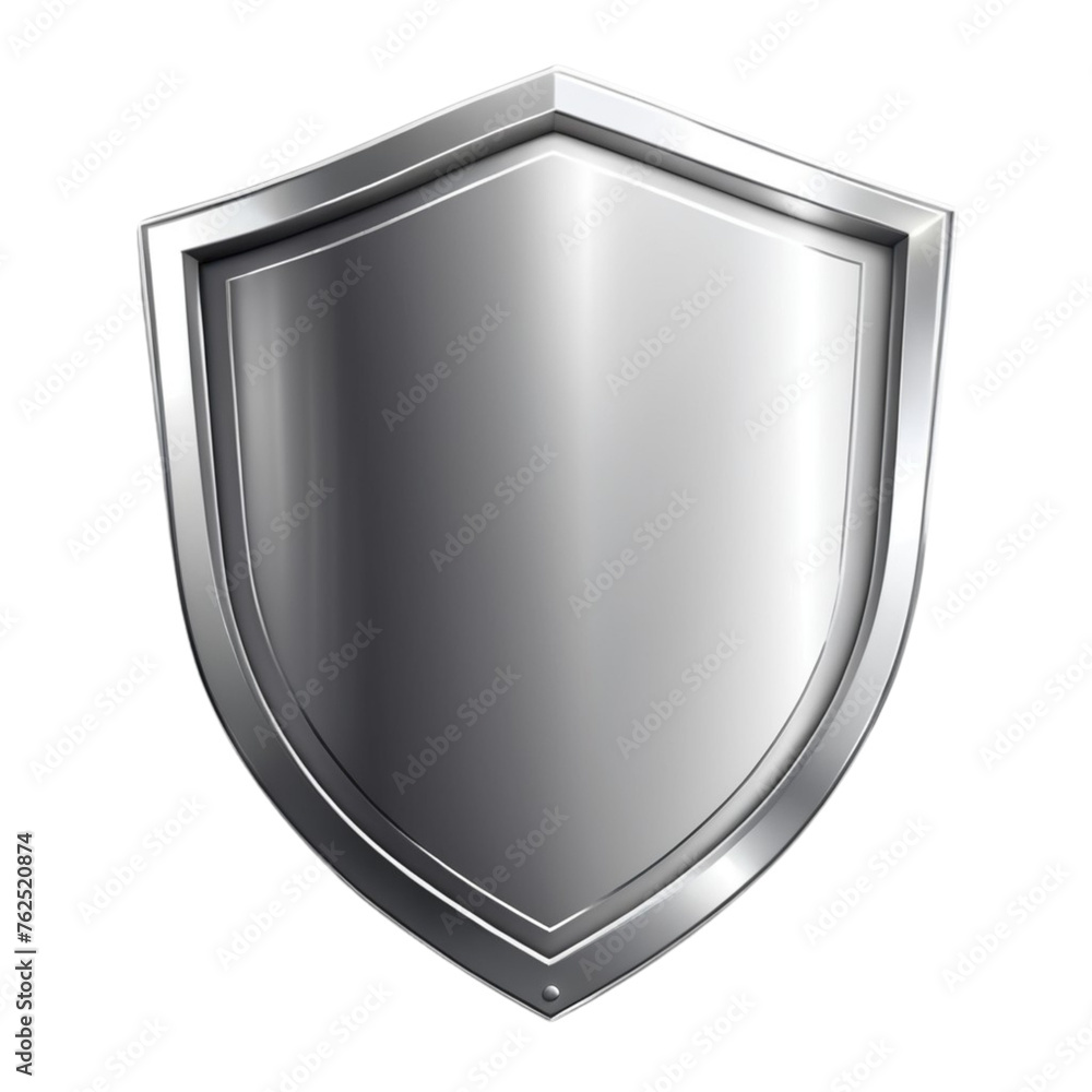 a silver metal shield on Isolated transparent background png. generated ...