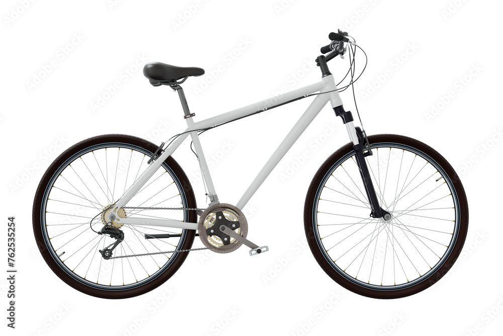 White bicycle, side view. Black leather saddle and handles. Png clipart ...