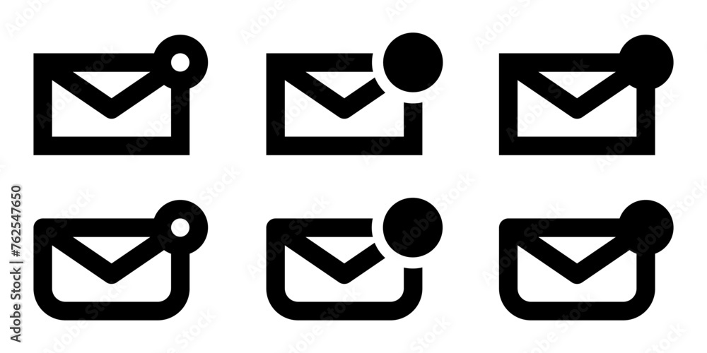 Email message icon set. Incoming message symbols. Abstract envelope ...