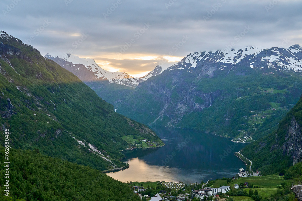 Beautiful Geiranger Fjord is a well known and popular travel ...
