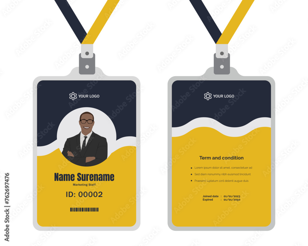 Стоковий вектор professional corporate id card template, clean yellow ...