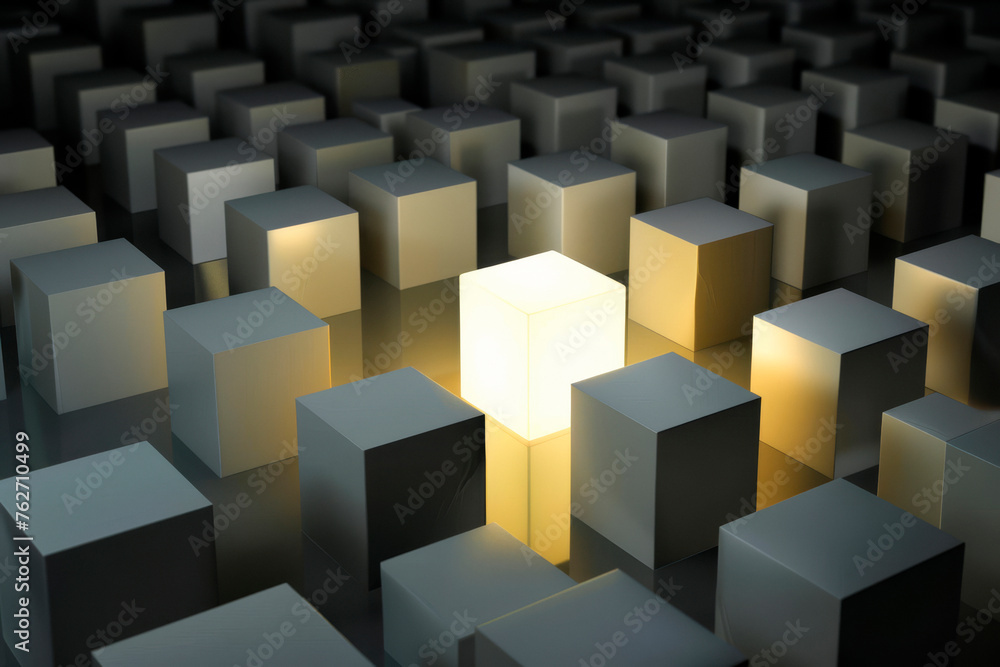 Stand out from the crowd, different creative idea concepts, a luminous ...