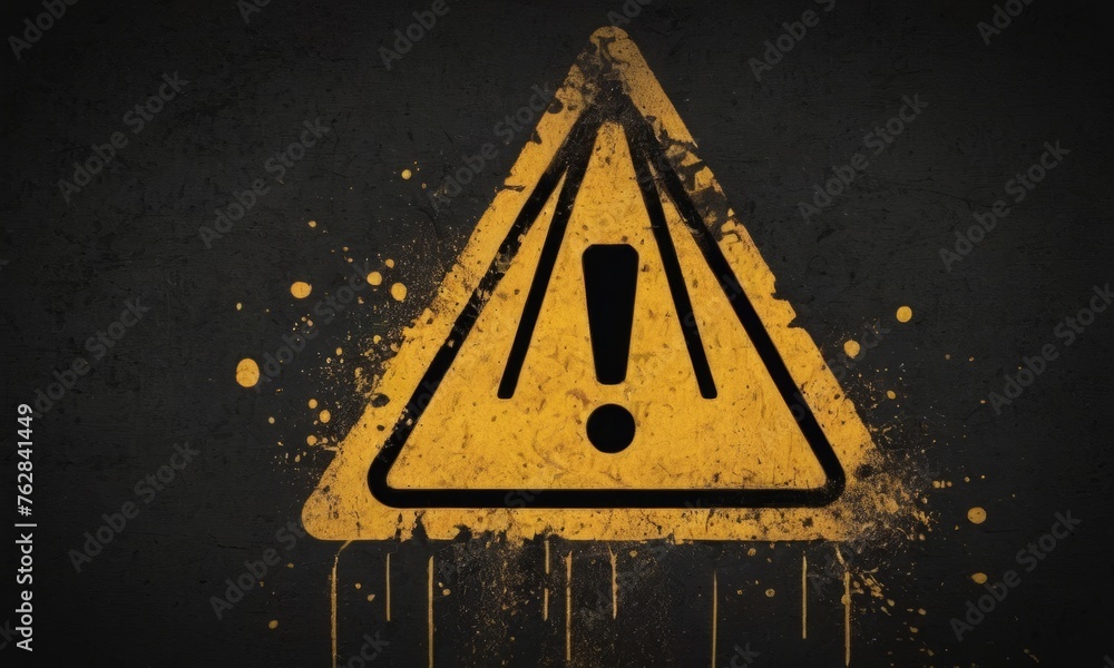 Warning sign with a triangular frame, exclamation mark and paint ...