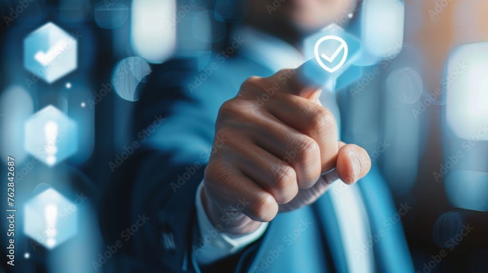 A hand gesture denoting superior service quality assurance ...